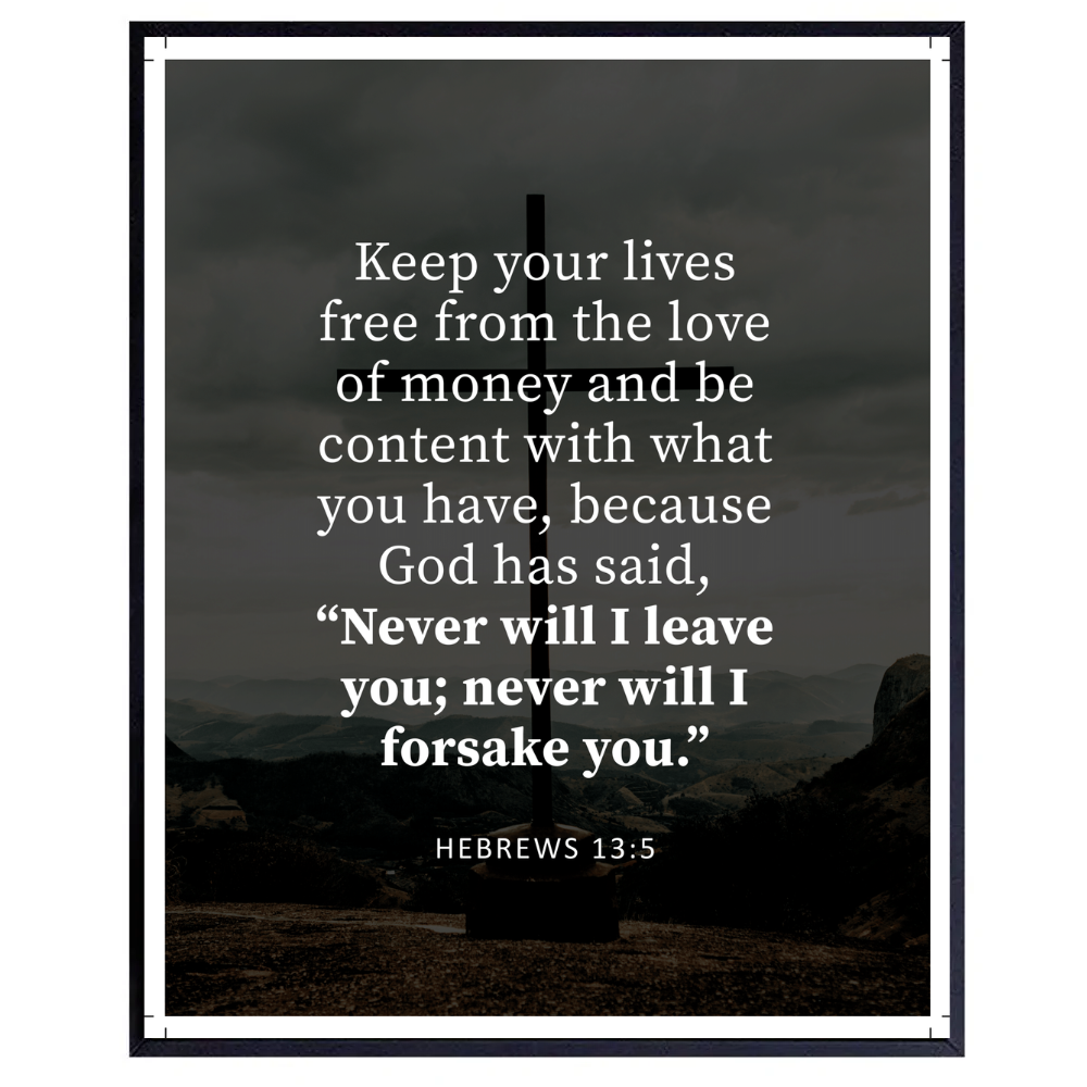 Bible Verse Wall Art Scripture Wall Decor - 8x10 - Hebrews 13:5 ...